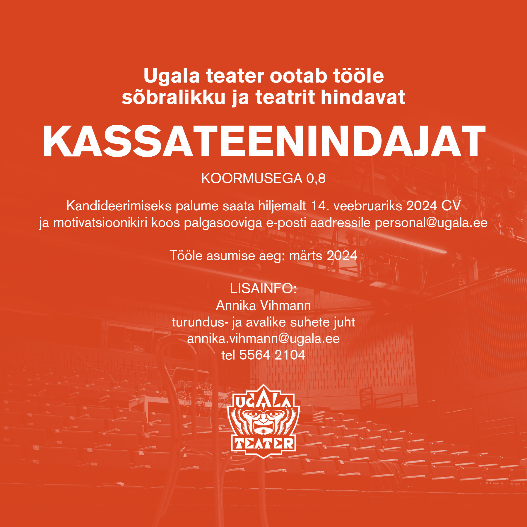 Otsime kassateenindajat - Ugala Teater
